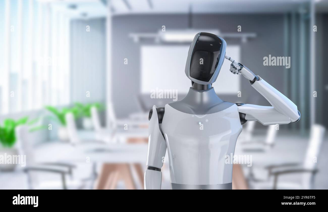 Automation worker concept with 3d rendering ai assistant robot working in smart office Stock ...