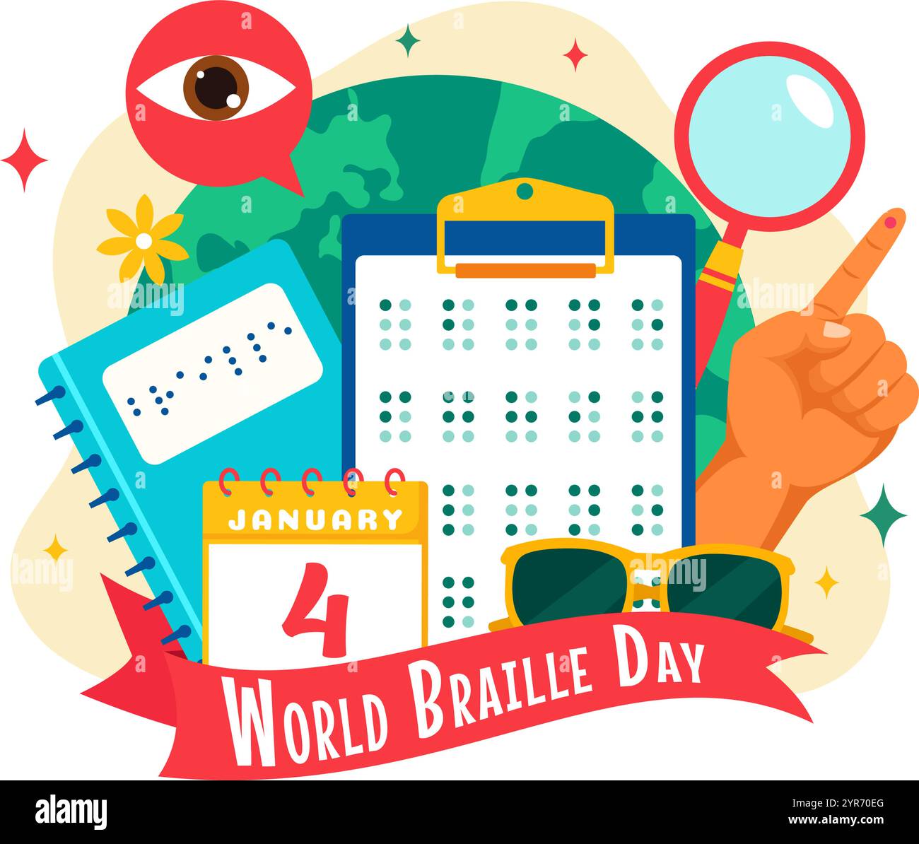 World Braille Day Vector Illustration Celebrating January 4th ...