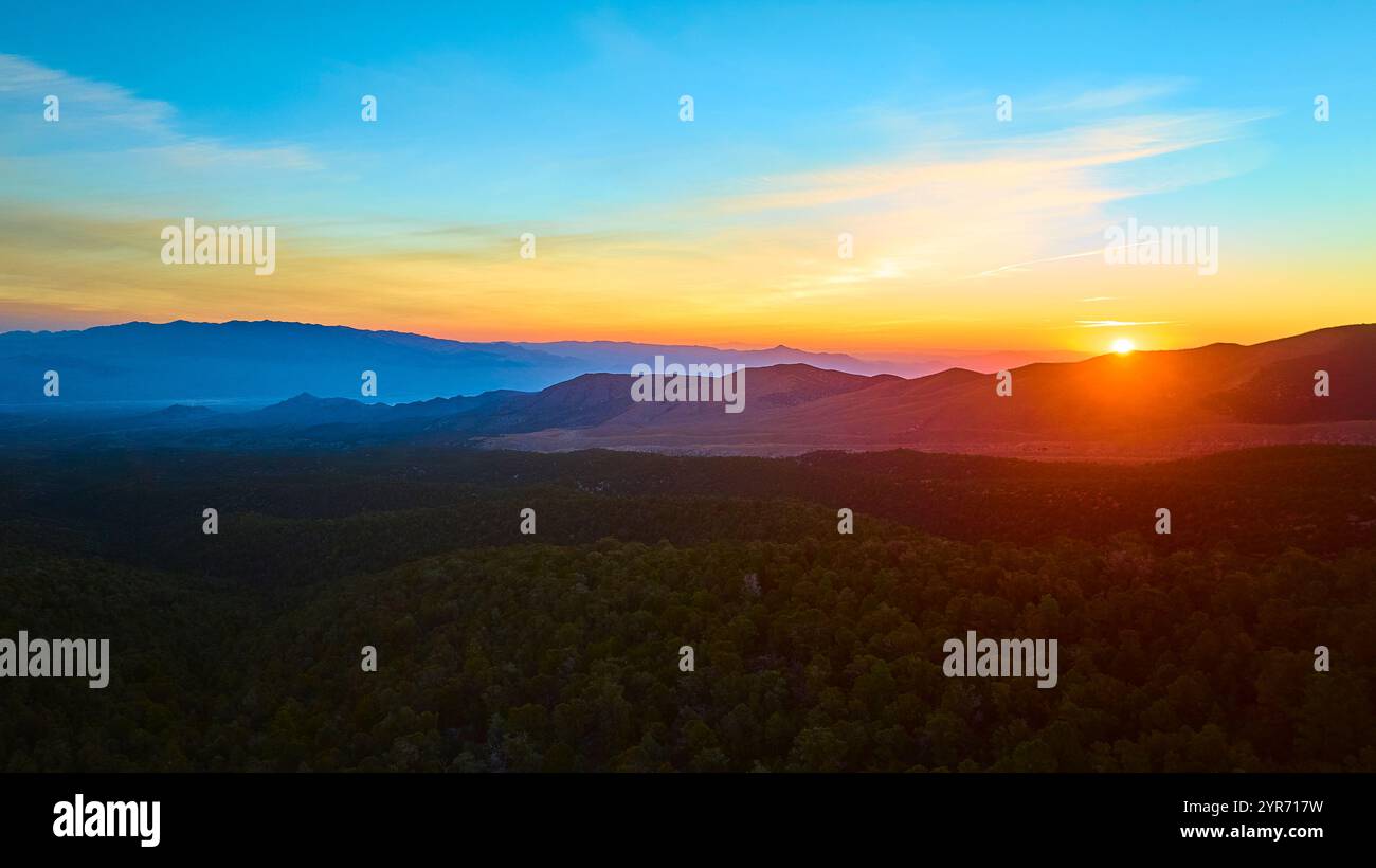 Aerial Sunrise Over Mt Charleston Mountains and Forest Panorama Stock ...
