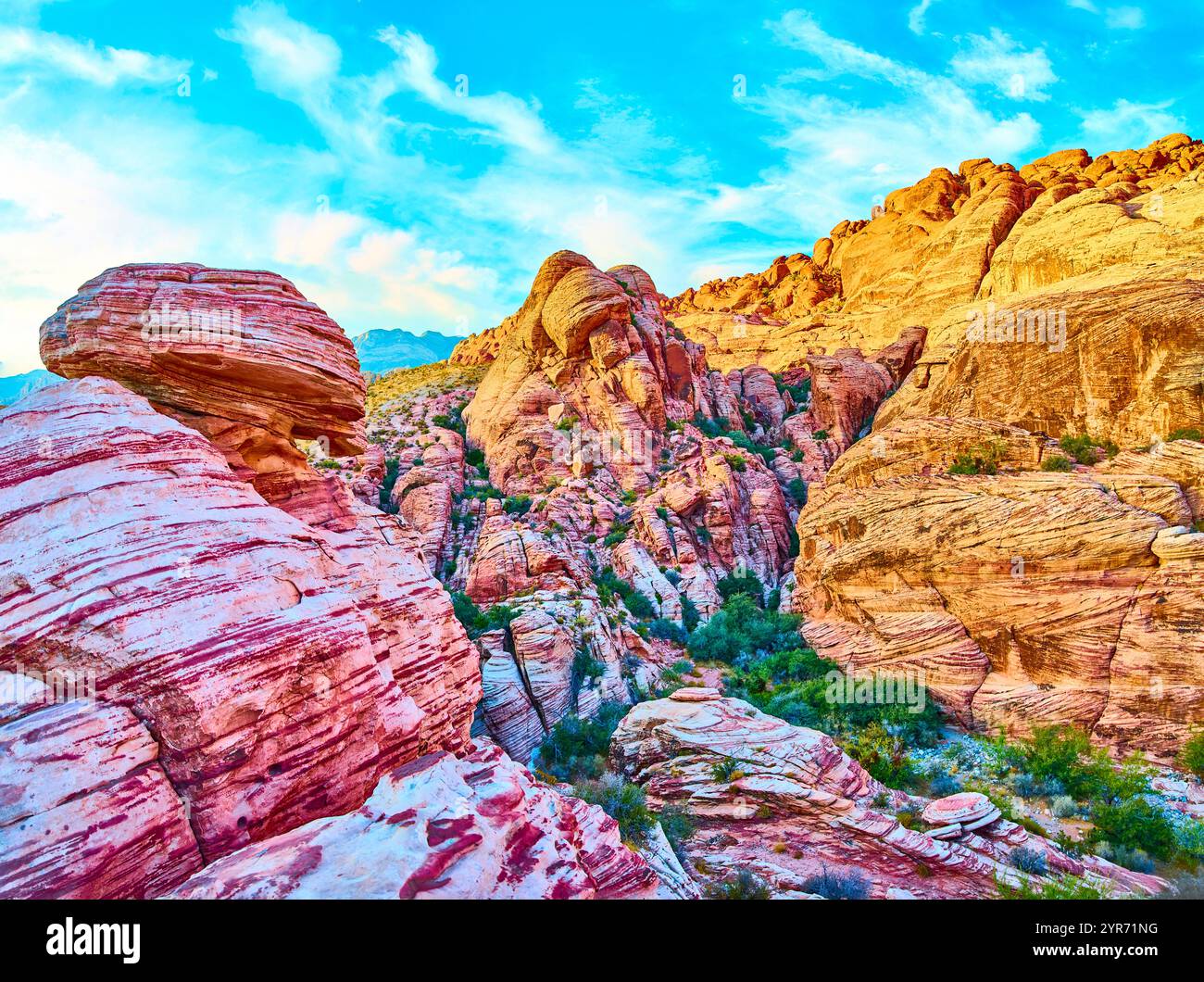 Red Rock Canyon Sandstone Cliffs at Sunset Eye-Level View Stock Photo ...