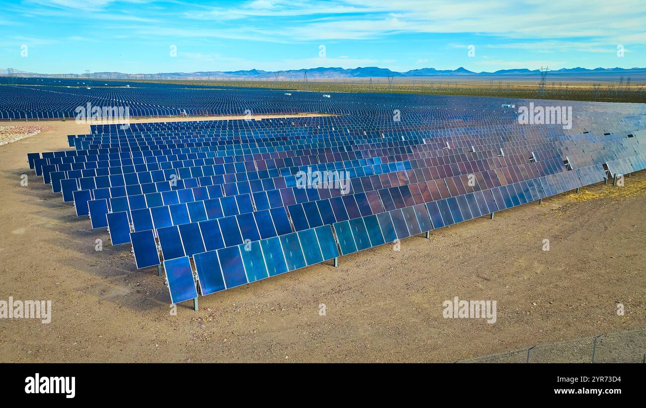 Aerial Desert Solar Farm in Nevada with Distant Mountains Stock Photo ...