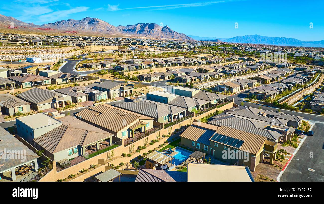 Aerial of Desert Suburbia with Mountain Backdrop Stock Photo - Alamy