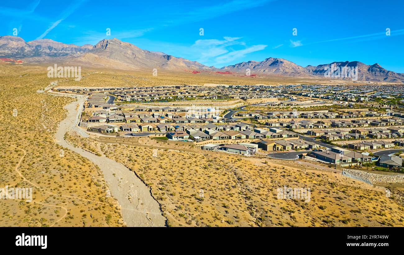 Aerial of Suburban Nevada Homes with Mountain Backdrop Stock Photo - Alamy