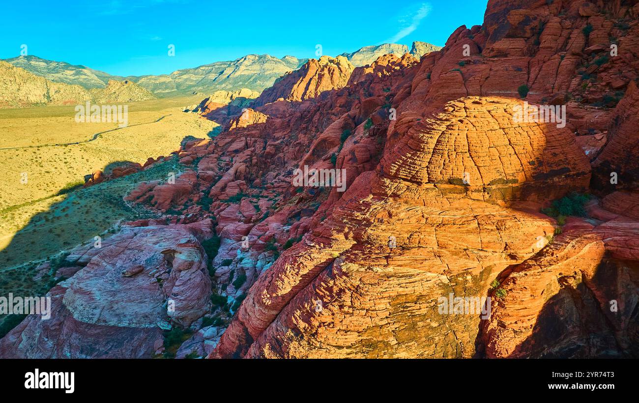 Aerial of Red Rock Canyon at Golden Hour Nevada Stock Photo - Alamy