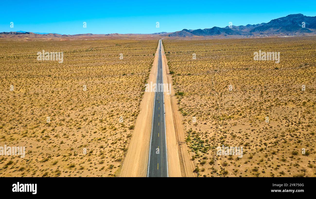 Aerial of Endless Desert Highway in Nevada Stock Photo - Alamy