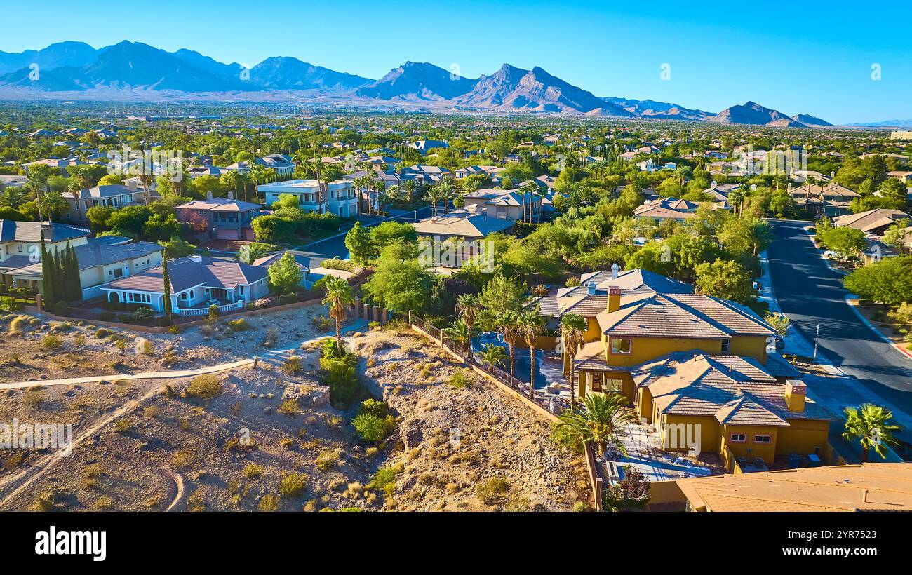 Aerial of Suburban Oasis in Desert Landscape Las Vegas Stock Photo - Alamy