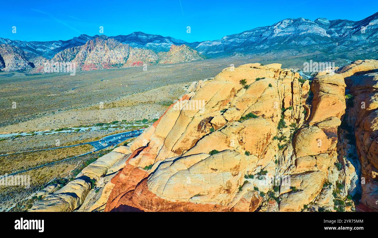 Aerial of Red Rock Canyon's Sandstone Formations and Desert Panorama ...