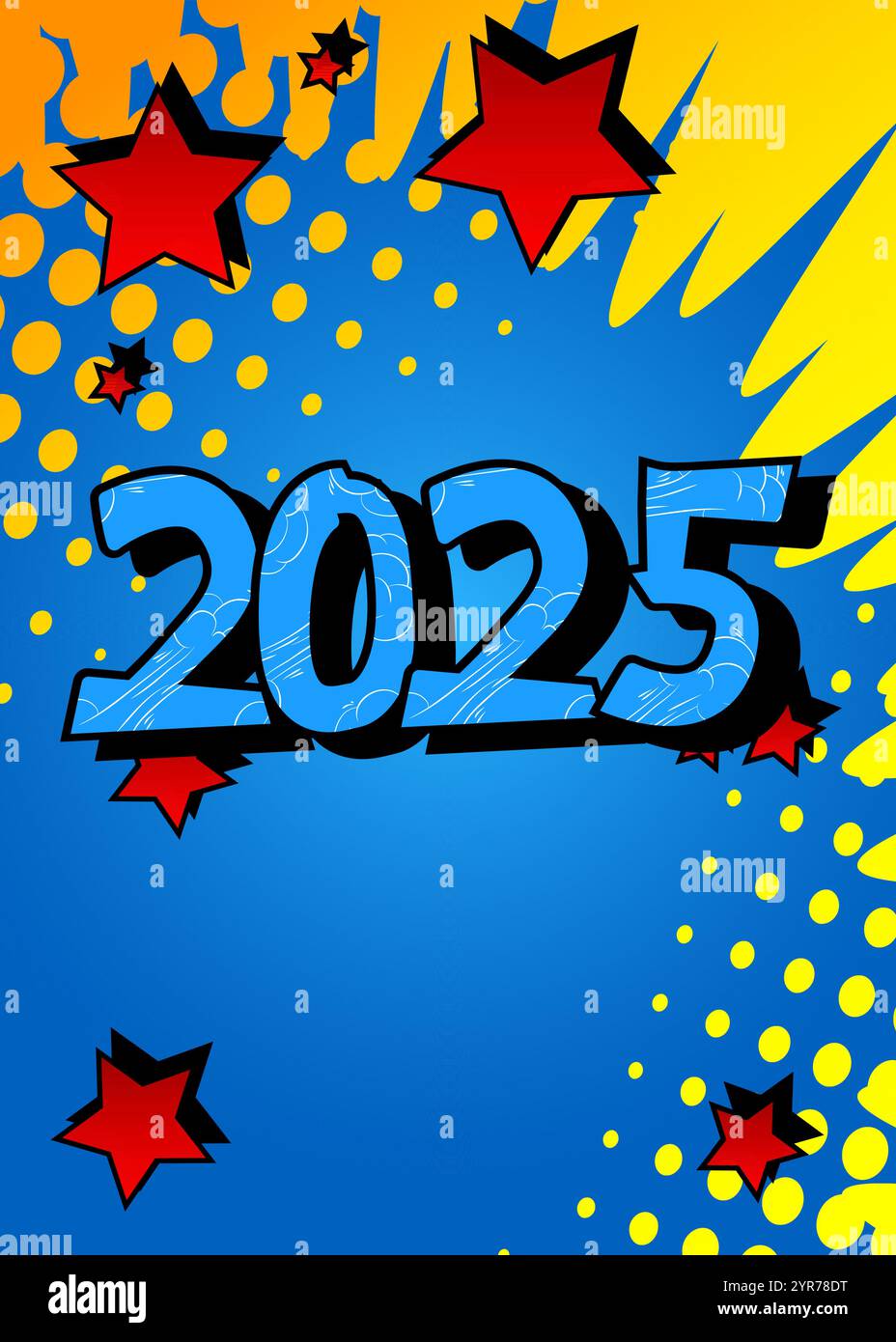 Cartoon 2025, comic book poster. Retro vector comics pop art design ...