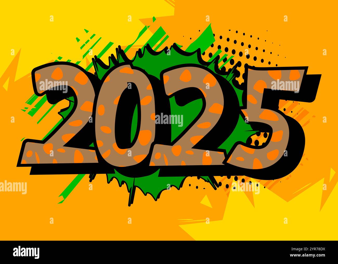 Cartoon 2025, comic book poster. Retro vector comics pop art design ...