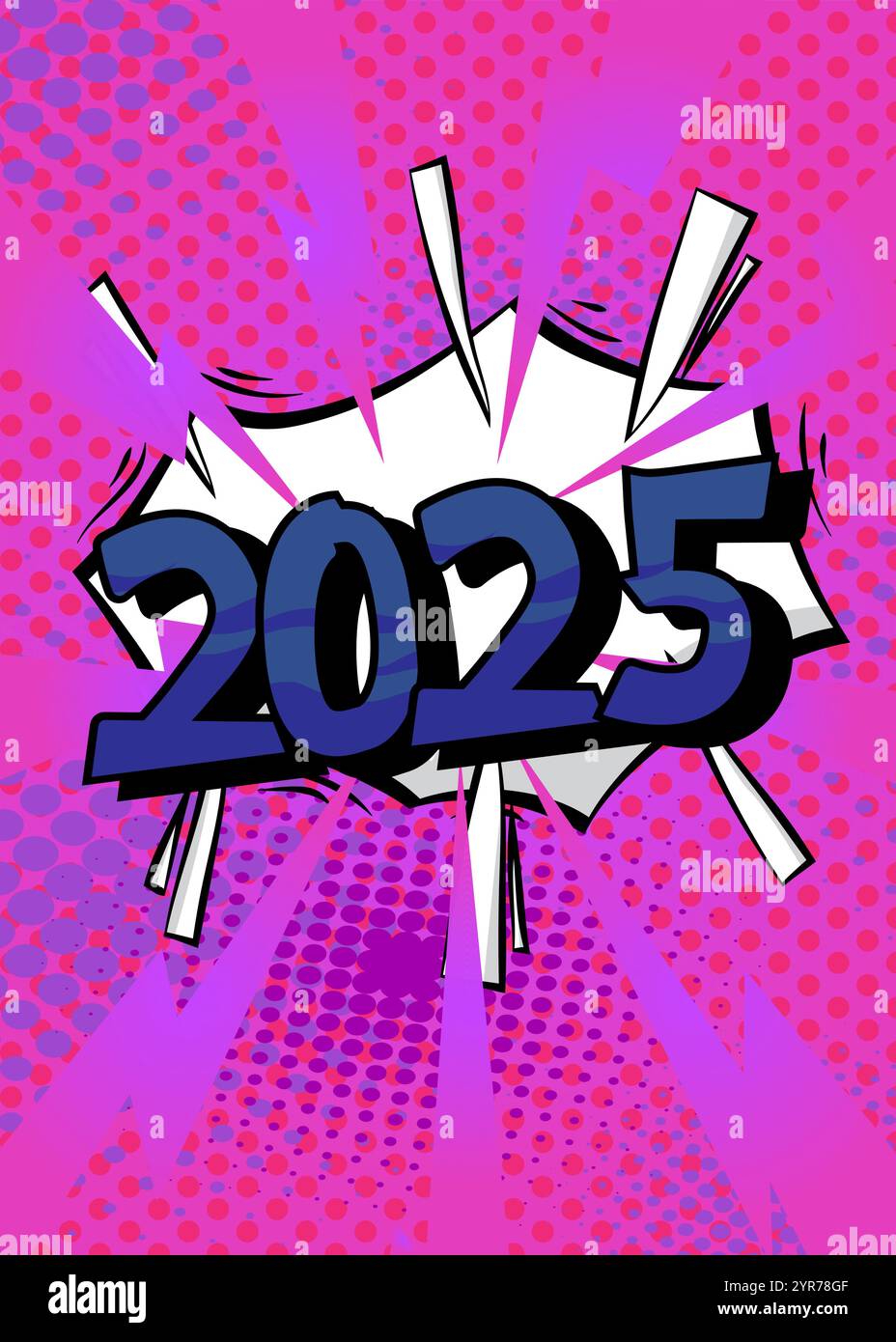 Cartoon 2025, comic book poster. Retro vector comics pop art design ...