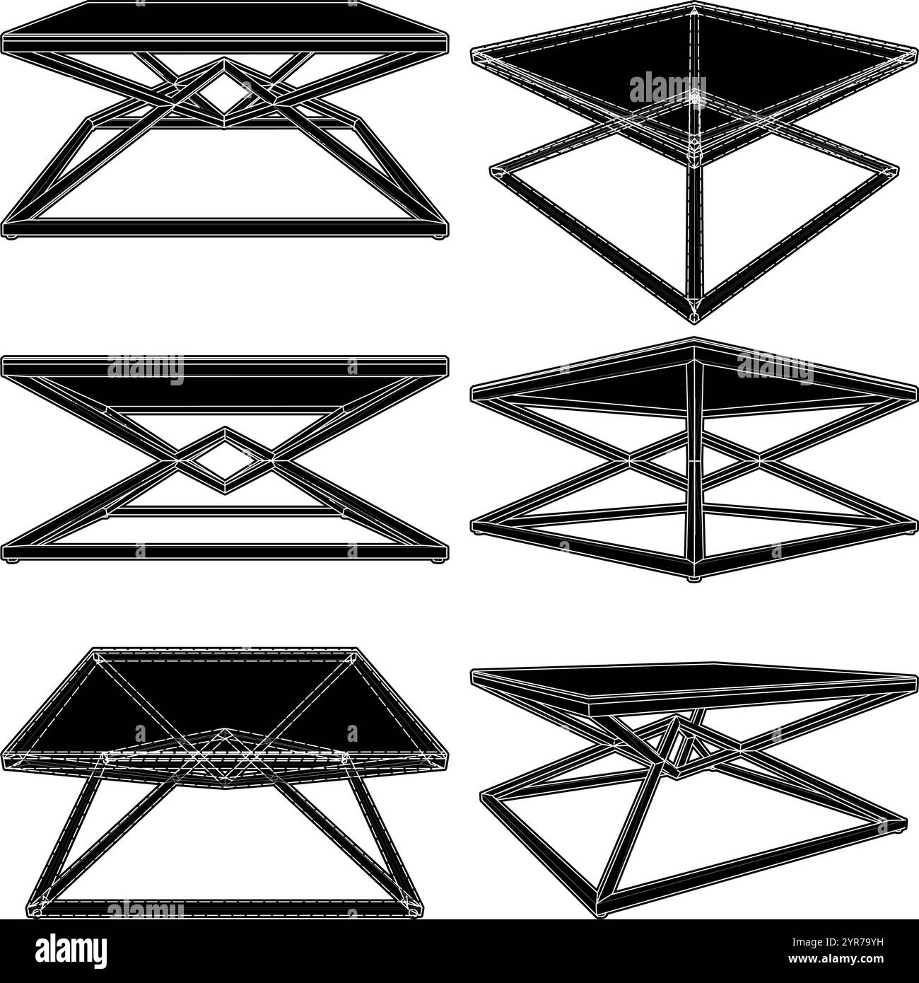 Modern Coffee Table Vector. A Vector Illustration Of A Square Metal And ...