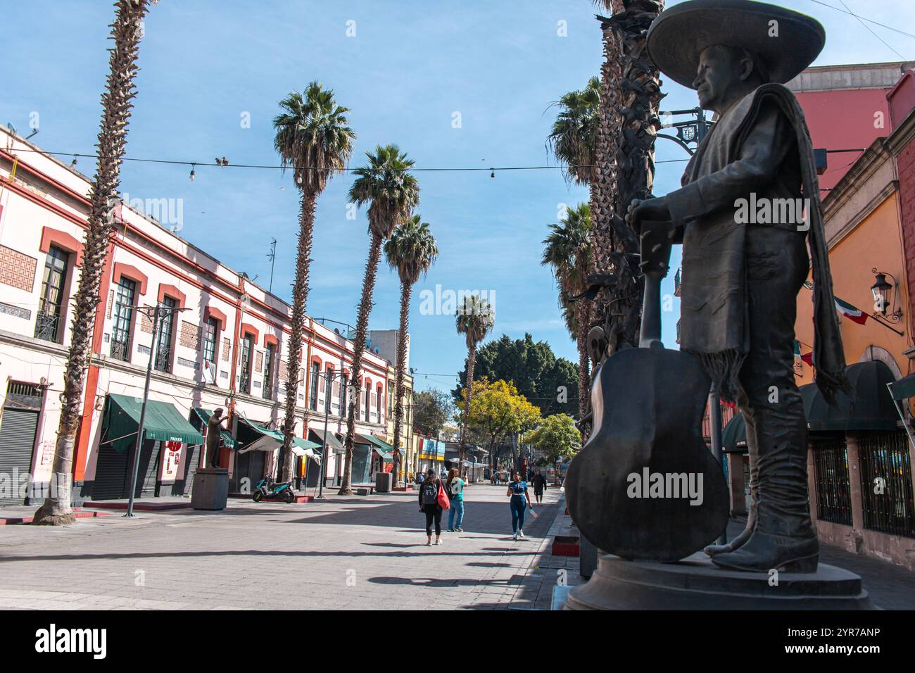 Mexico City, MEXICO - Nov 18 2024 : Bronze mariachi statue overlooking ...
