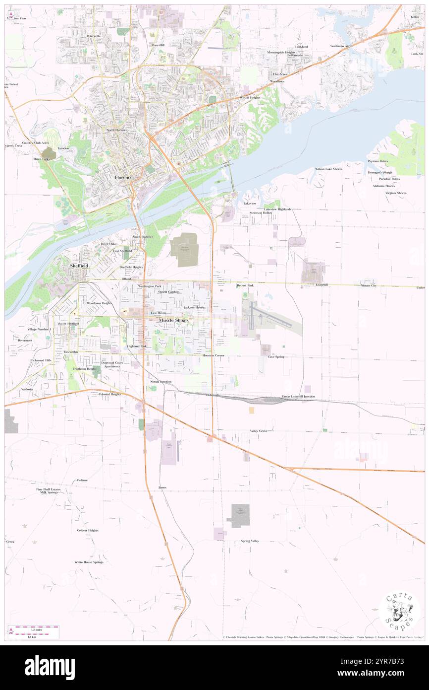 Map of muscle shoals Cut Out Stock Images & Pictures - Alamy