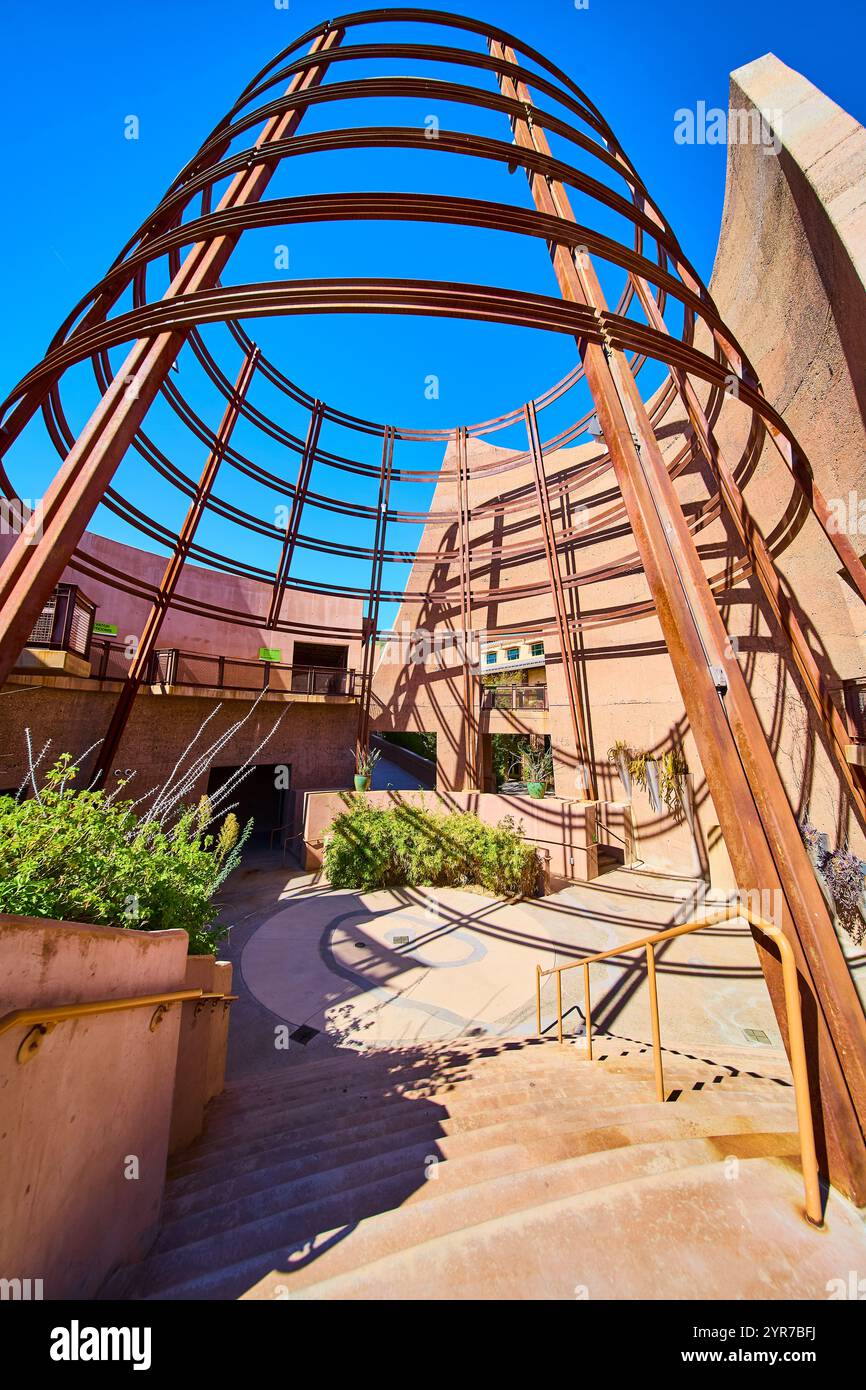 Modern Architectural Framework with Shadows and Greenery, Eye-Level ...