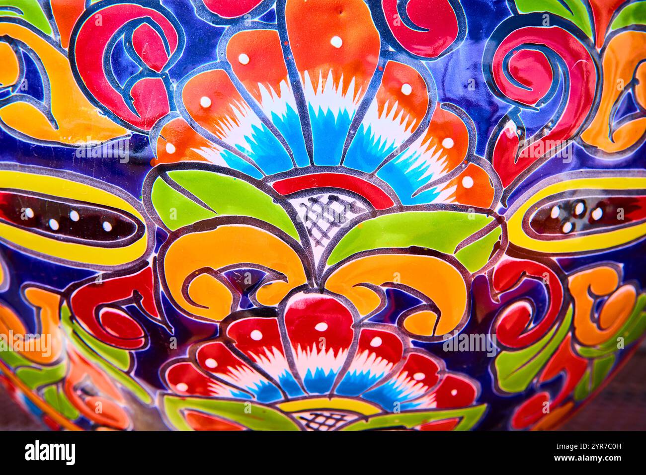 Vibrant Talavera Pottery Close-Up Detail with Intricate Patterns Stock ...