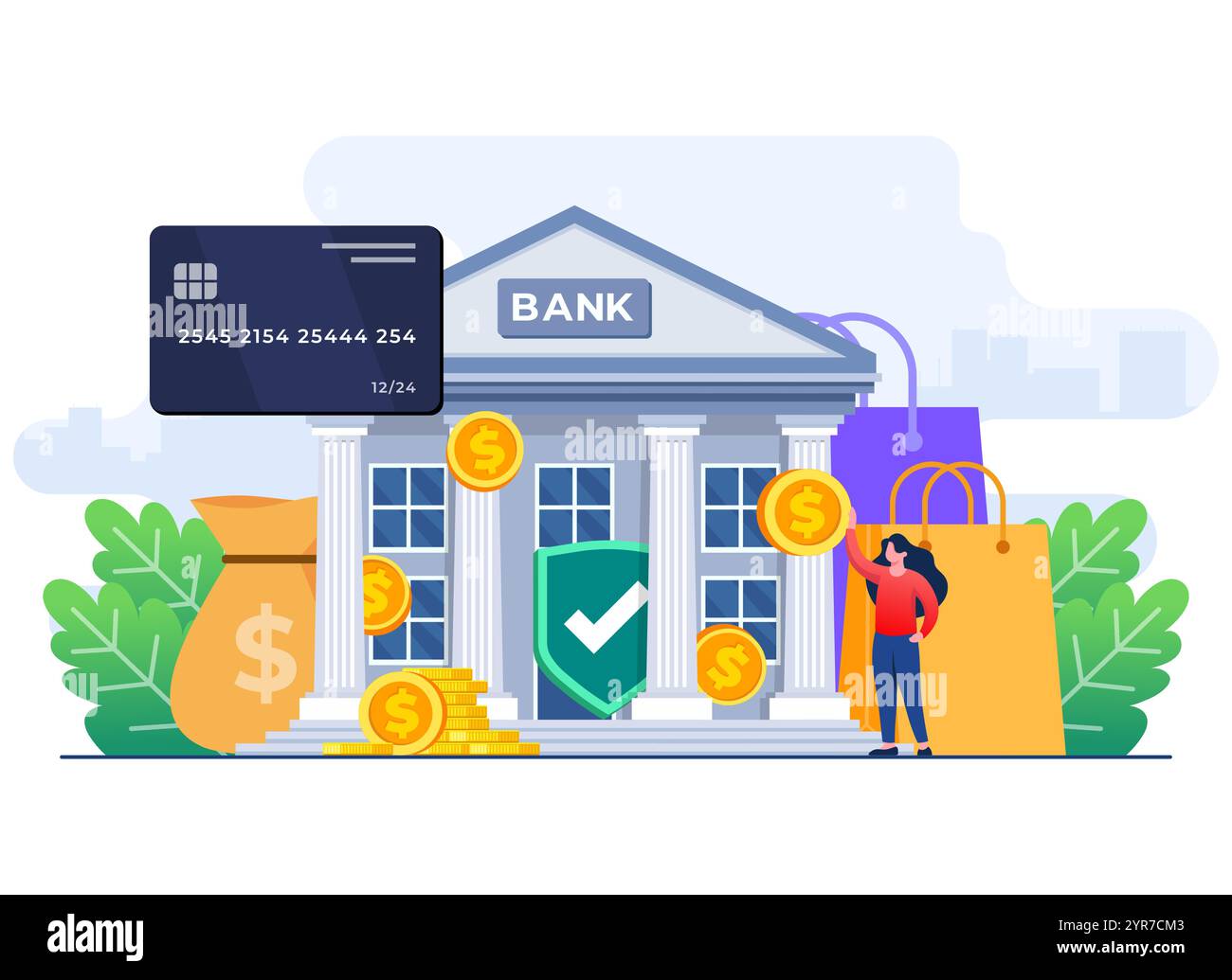Digital banking flat illustration concept, Bank transaction, Card ... Digital banking flat illustration concept, Bank transaction, Card ...