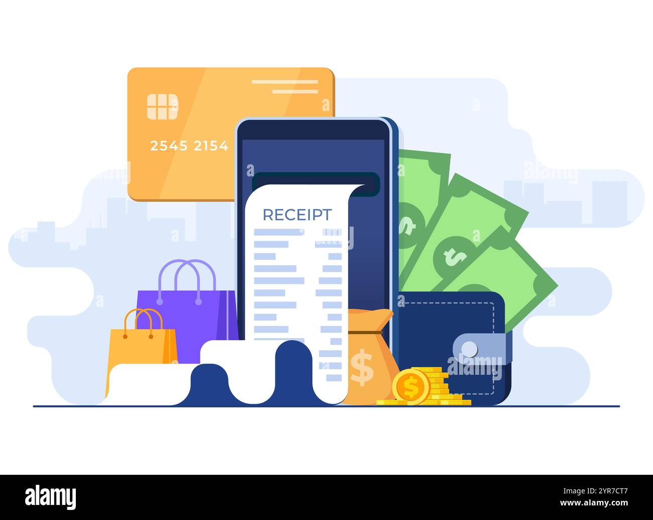 Make a payment on Internet using credit or debit card concept flat ...