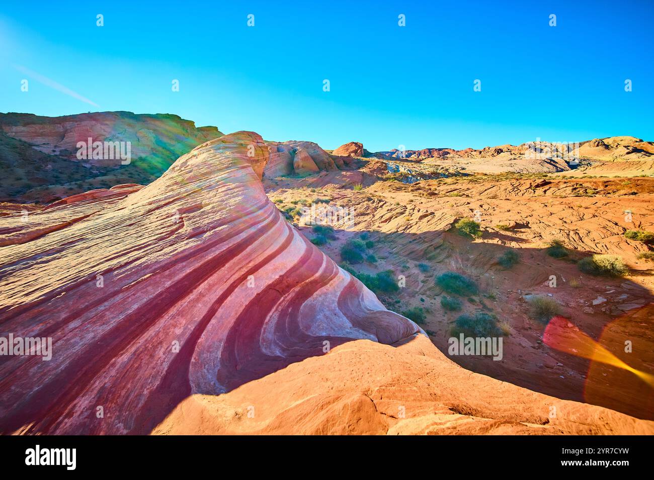 Fire Wave Sandstone Patterns Valley of Fire Eye-Level Perspective Stock ...