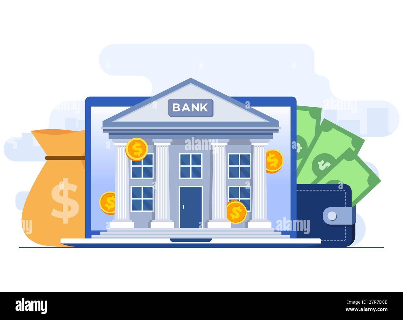 Online banking concept flat vector illustration template, Banking ...