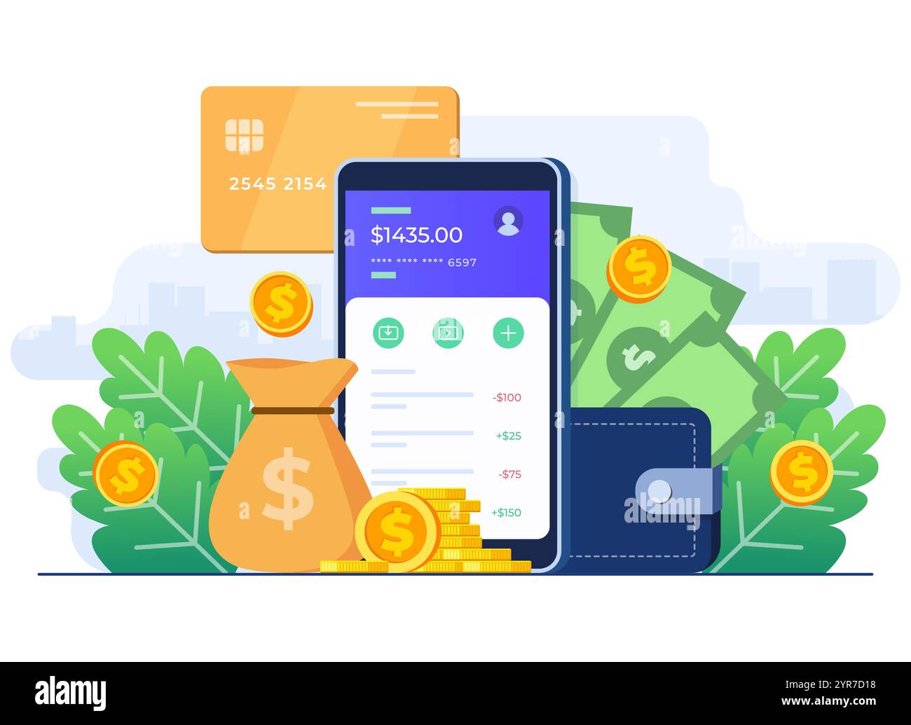 Online banking concept flat illustration vector template, Secure mobile banking app, Internet ...