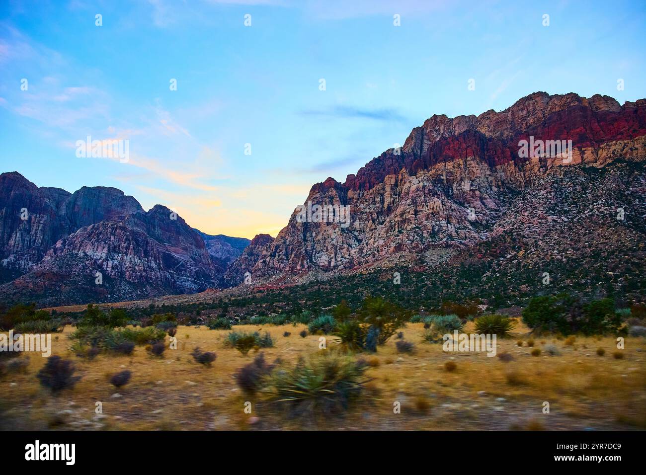 Red Rock Canyon Mountain Range at Golden Hour Eye-Level Perspective ...