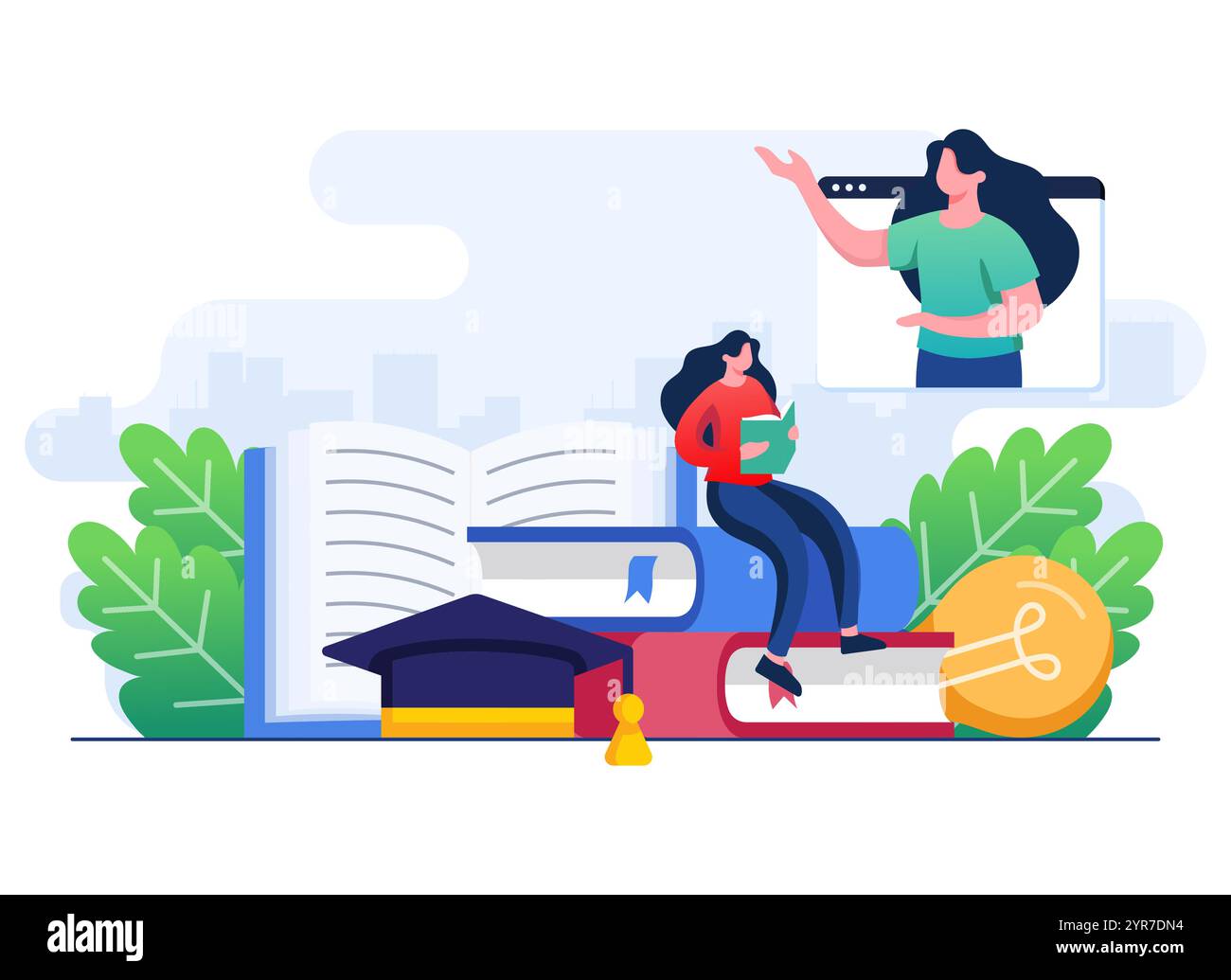 Female student virtual learning Stock Vector Images - Alamy