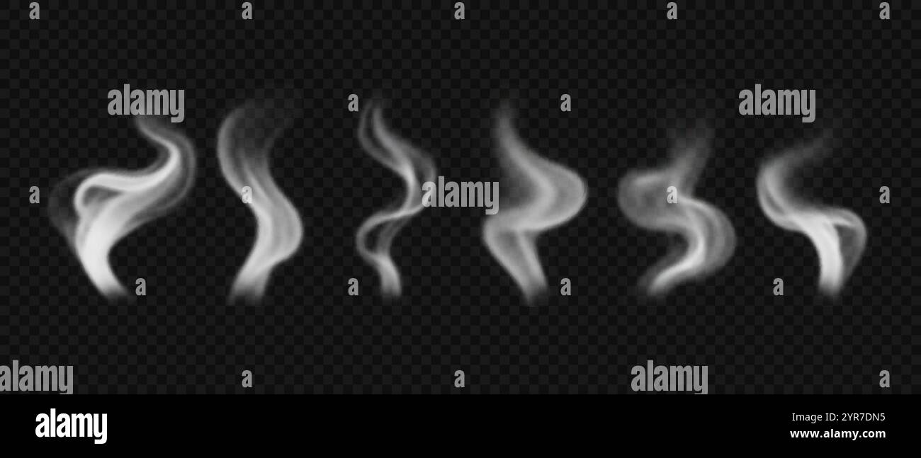 Realistic swirl steam, smoke from food or hot drink isolated on ...