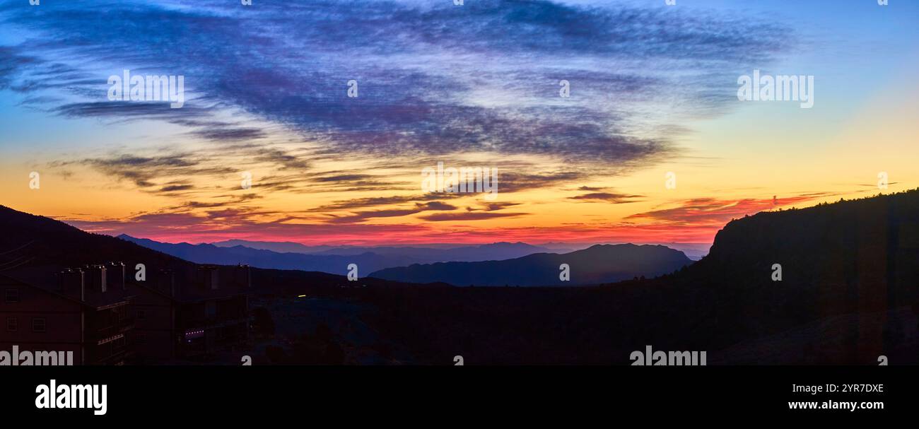Mount Charleston Sunset Panorama with Building Silhouettes at Eye Level ...