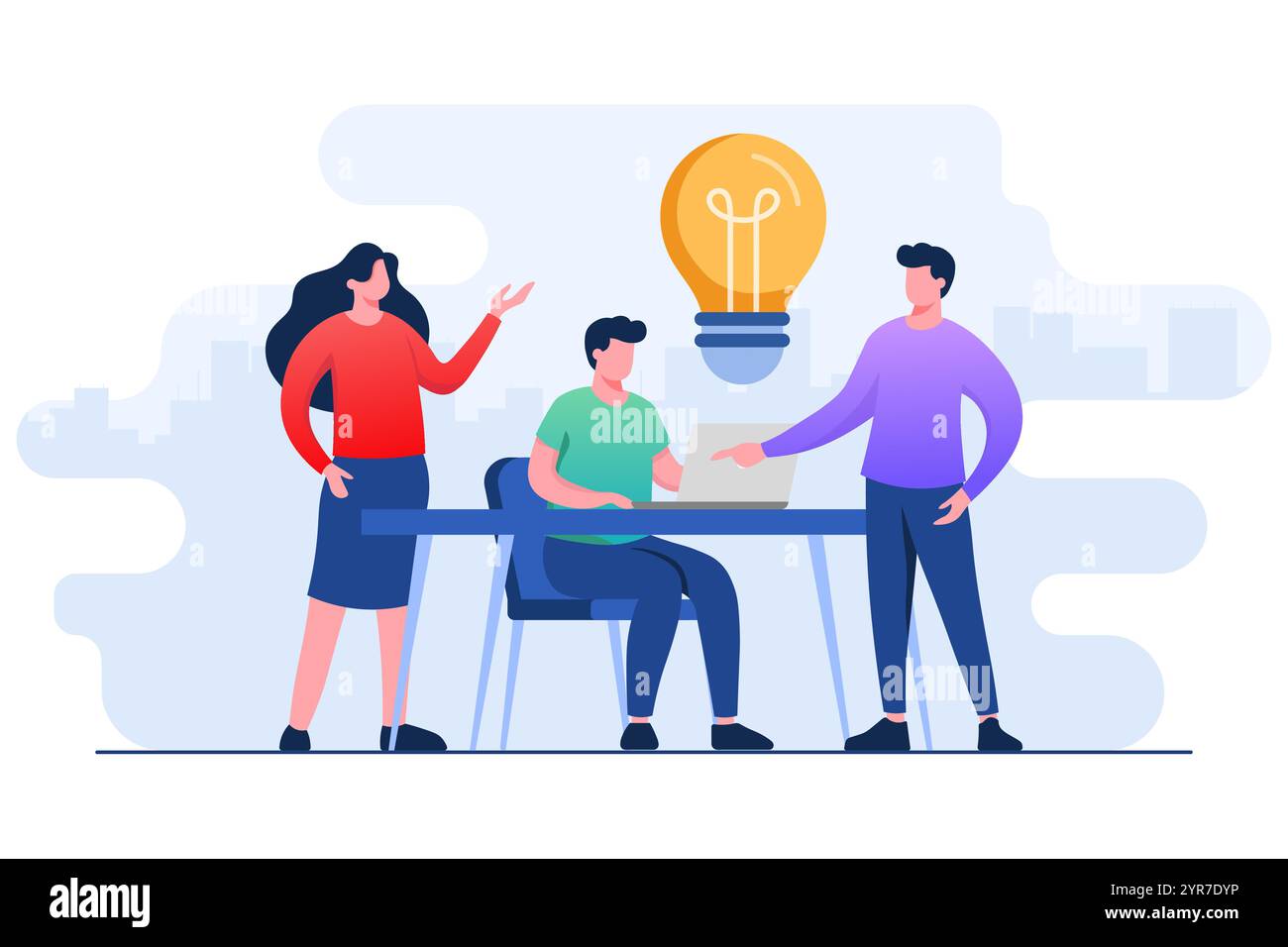 Business people brainstorming concept flat illustration vector template ...