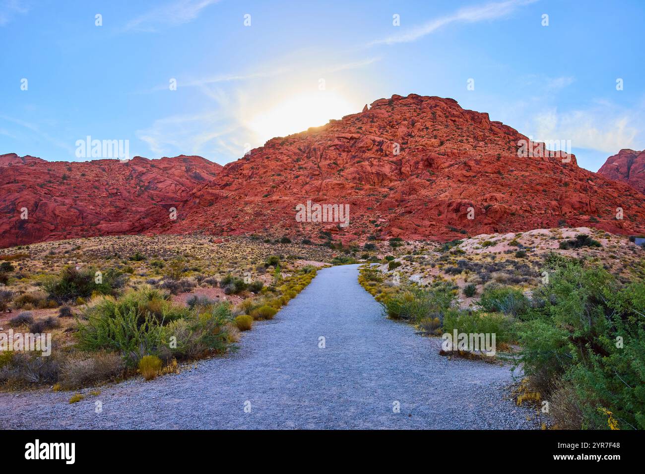 Desert Red Rocks Path with Dramatic Shadows Eye Level Perspective Stock ...