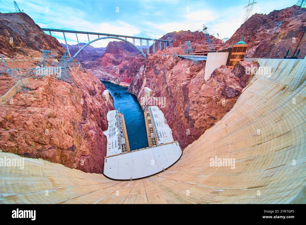 Hoover Dam and Colorado River with Memorial Bridge Stock Photo - Alamy