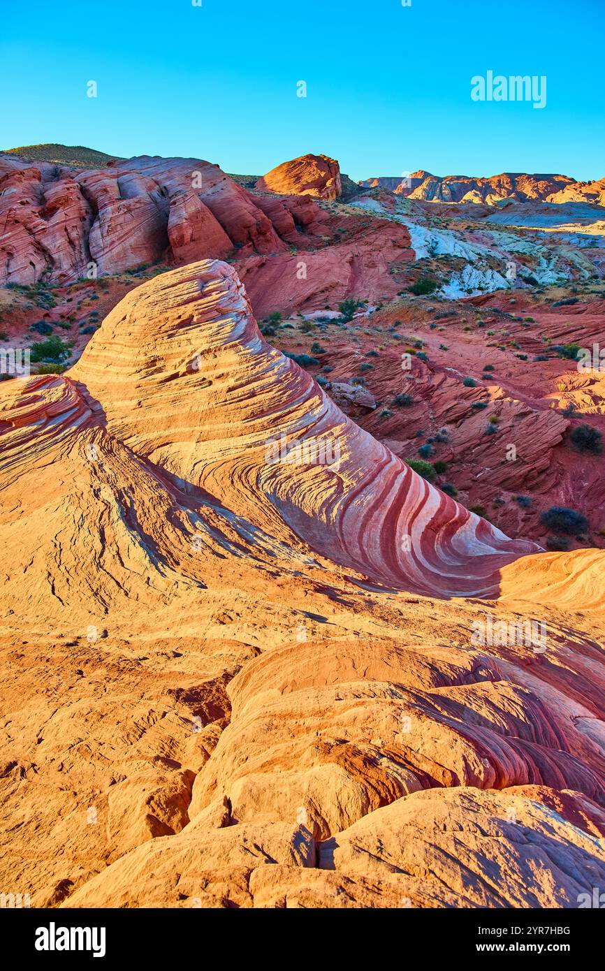 Fire Wave Sandstone Patterns at Golden Hour, Elevated View Stock Photo - Alamy