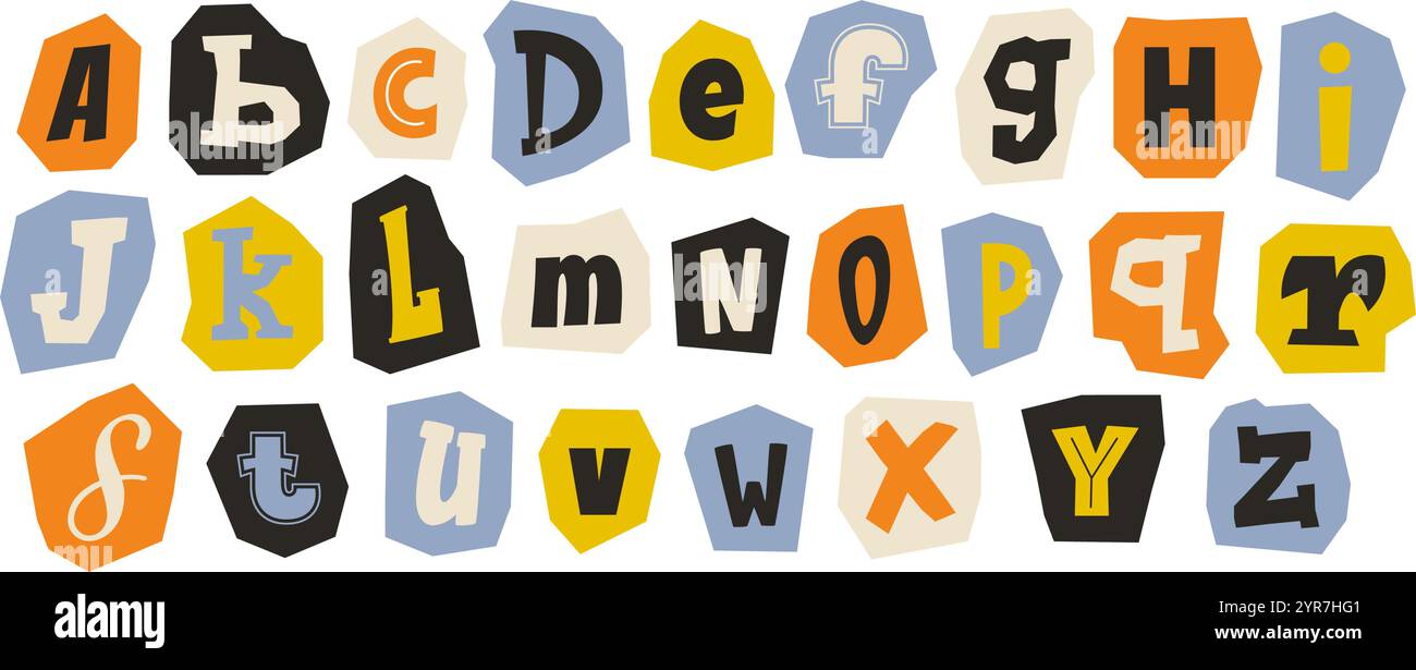 English alphabet uppercase collage Stock Vector Images - Alamy