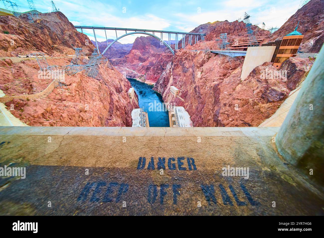 Hoover Dam and Bridge Overlook with River Canyon View Stock Photo - Alamy