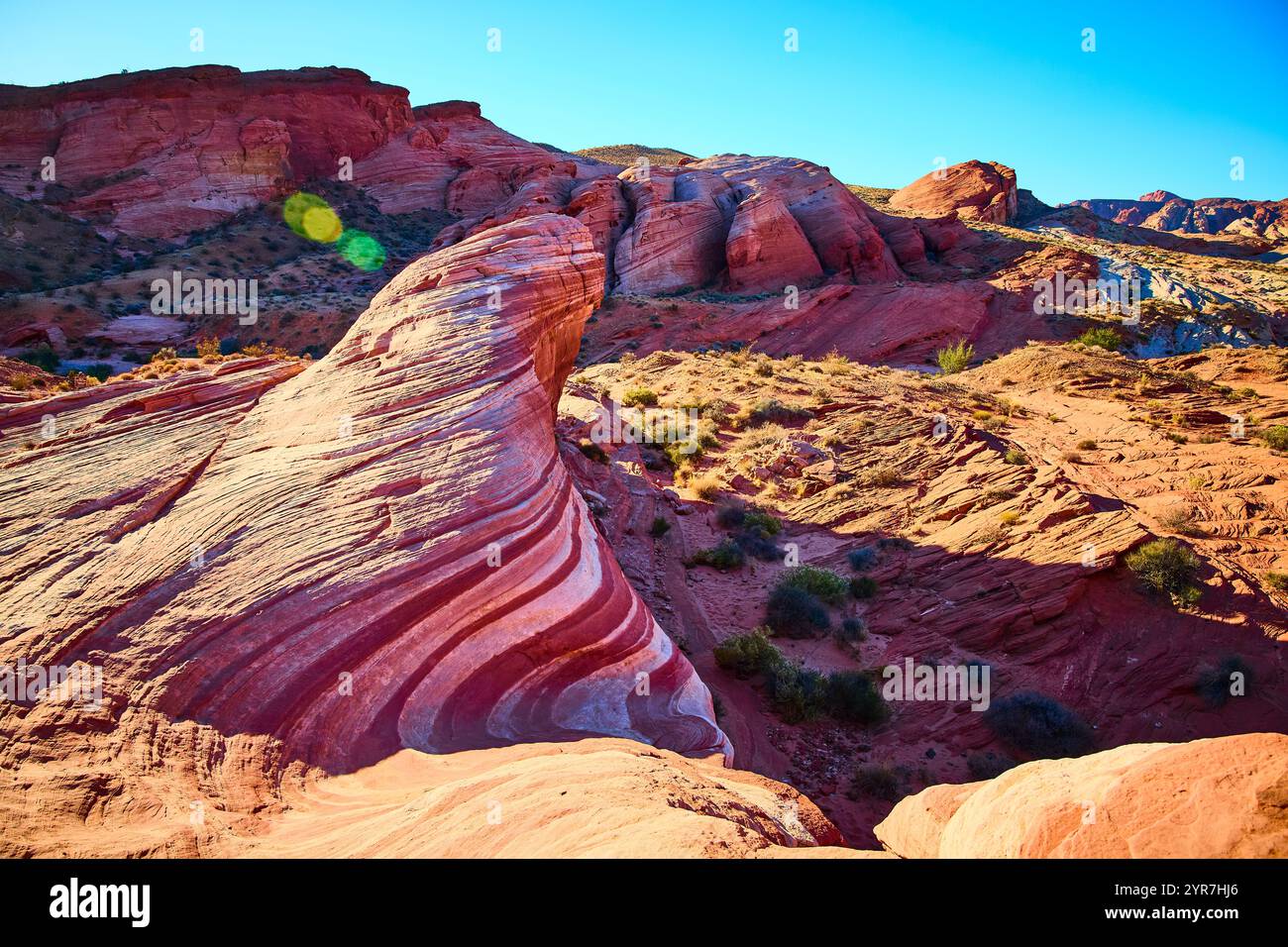 Fire Wave Sandstone Patterns in Valley of Fire at Golden Hour Low ...