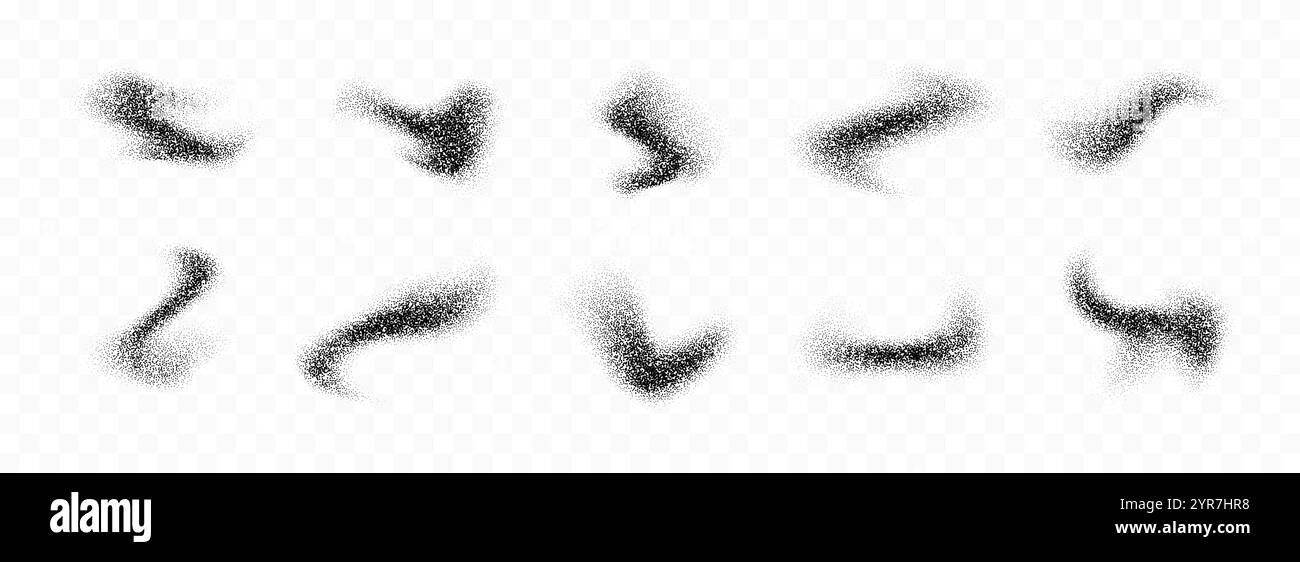Black powder splash collection. Grunge grain spray texture set. Dotted ...