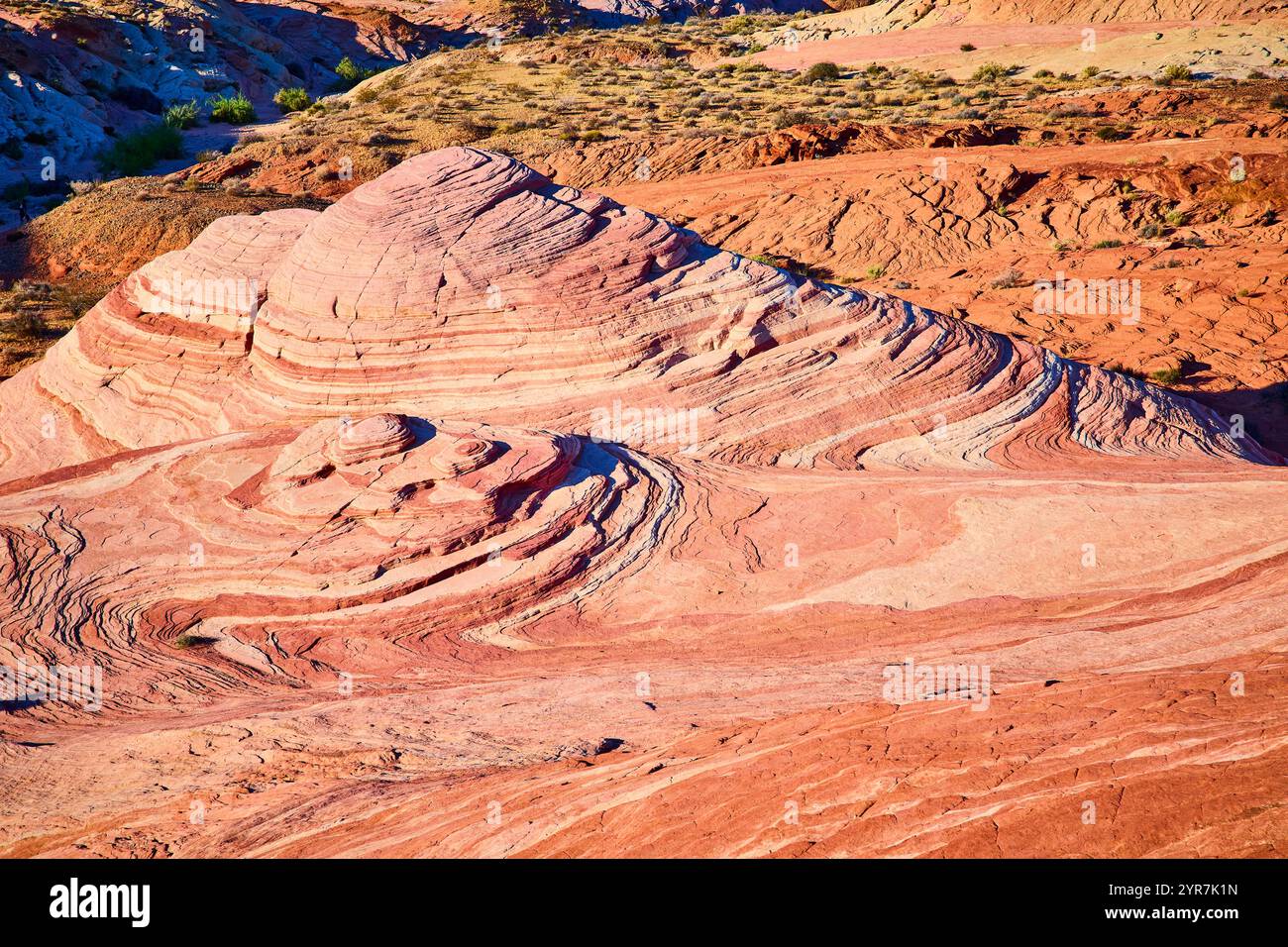 Fire Wave Sandstone Patterns at Golden Hour, Expansive Desert View Stock Photo - Alamy