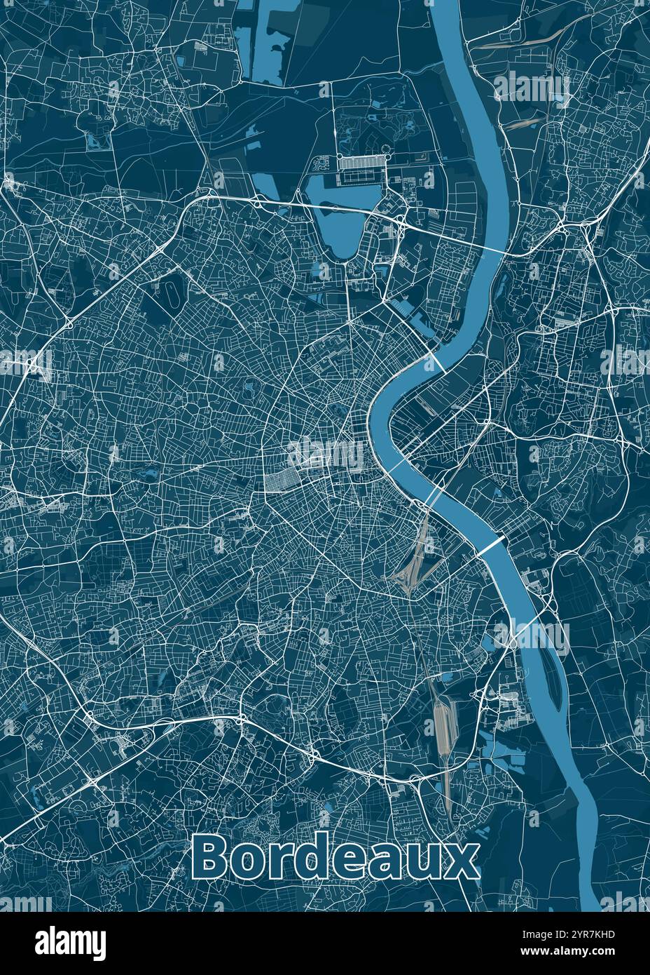 The image showcases a detailed map of Bordeaux, France, rendered in a ...