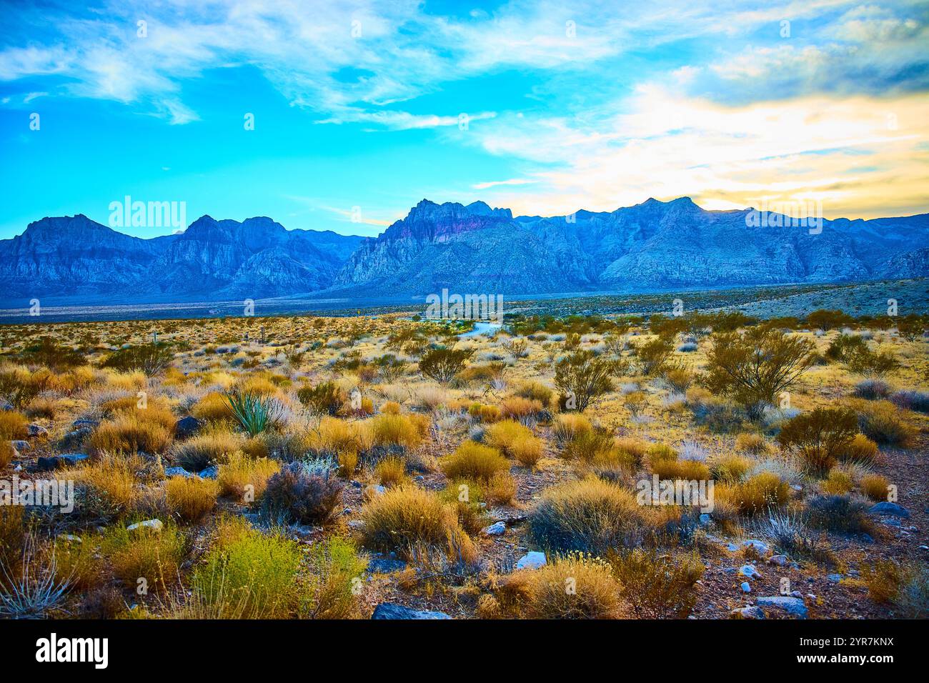Desert Mountains in Golden Hour Horizon View Stock Photo - Alamy