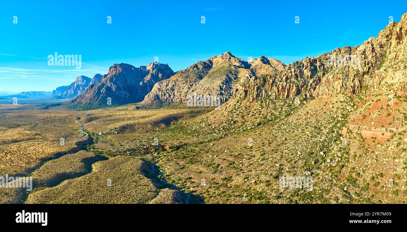 Aerial of Red Rock Canyon Desert and Mountain Terrain Stock Photo - Alamy