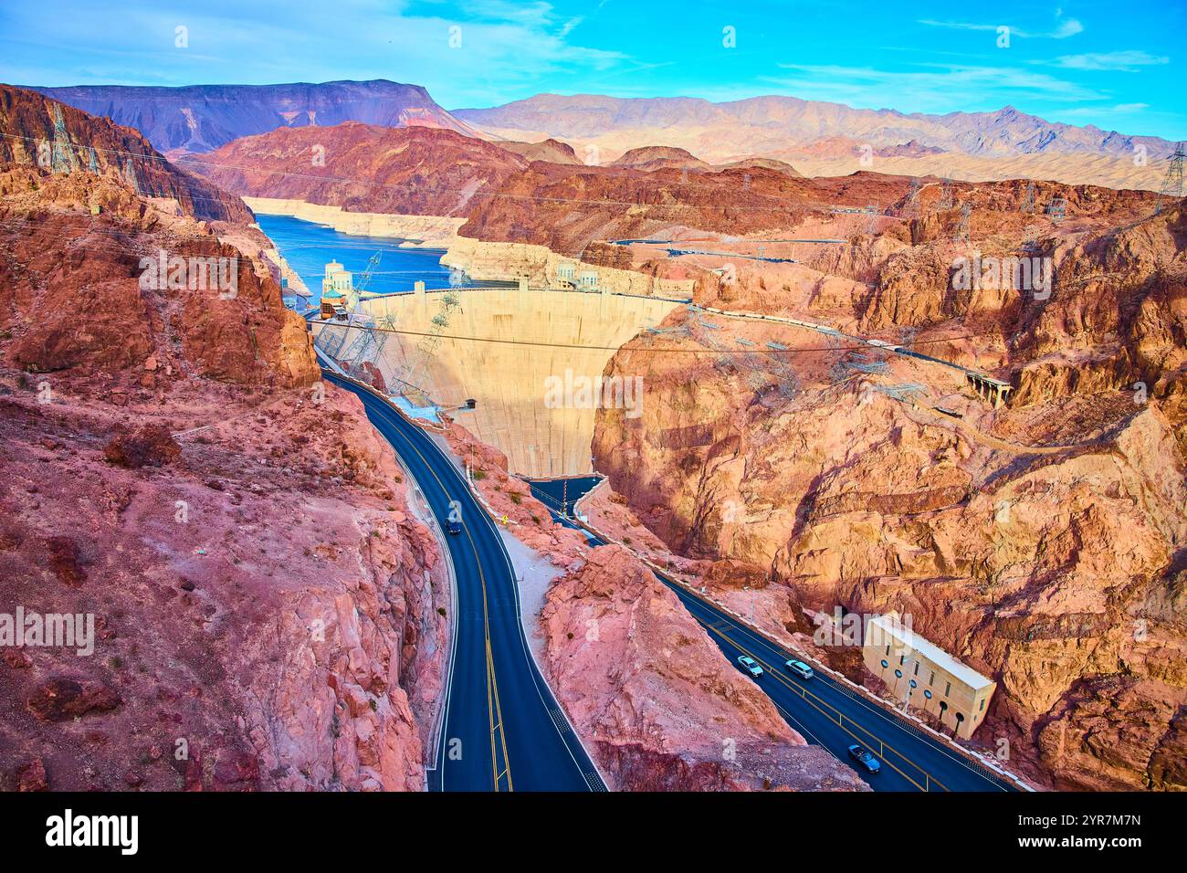 Aerial of Hoover Dam and Lake Mead in Desert Landscape Stock Photo - Alamy