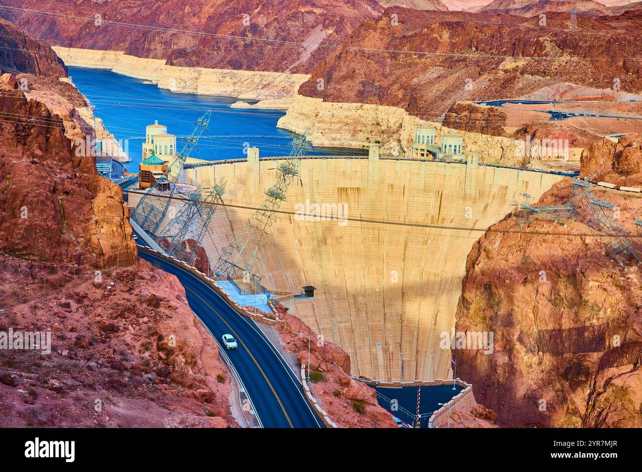 Hoover Dam and Colorado River Aerial Golden Hour View Stock Photo - Alamy