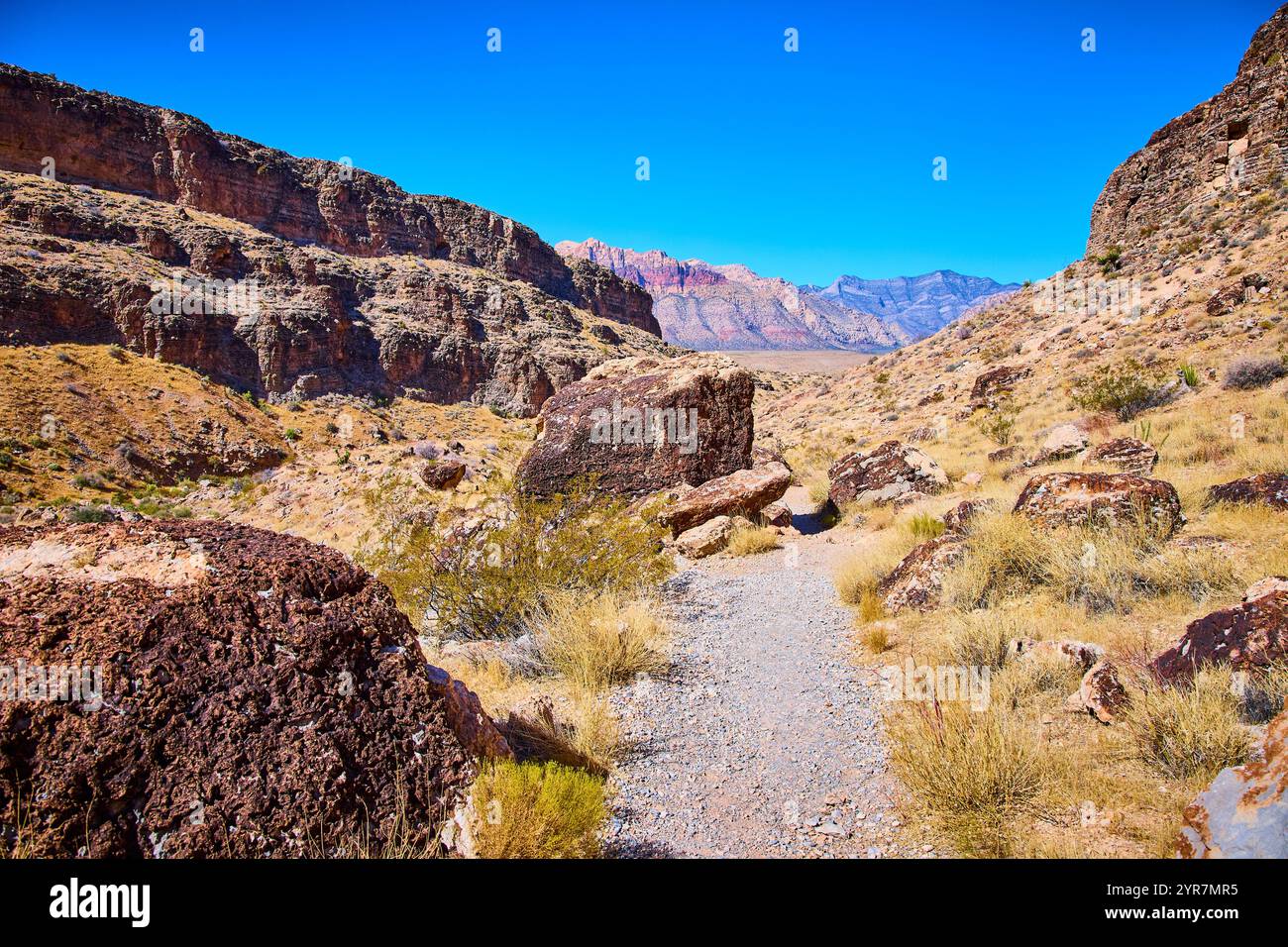 Desert Cliffs and Boulders Daylight Path Eye-Level View Stock Photo - Alamy