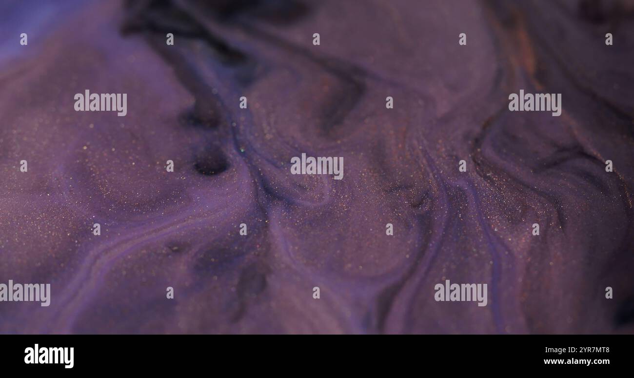 Wet marble. Blurred paint flow. Defocused purple glowing shining steam ...