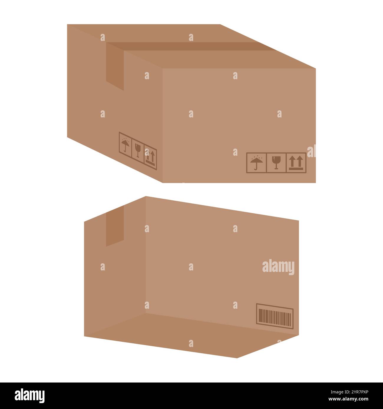 Sealed Shipping Cardboard Box with Fragile Logo Vector. Shipping Box ...