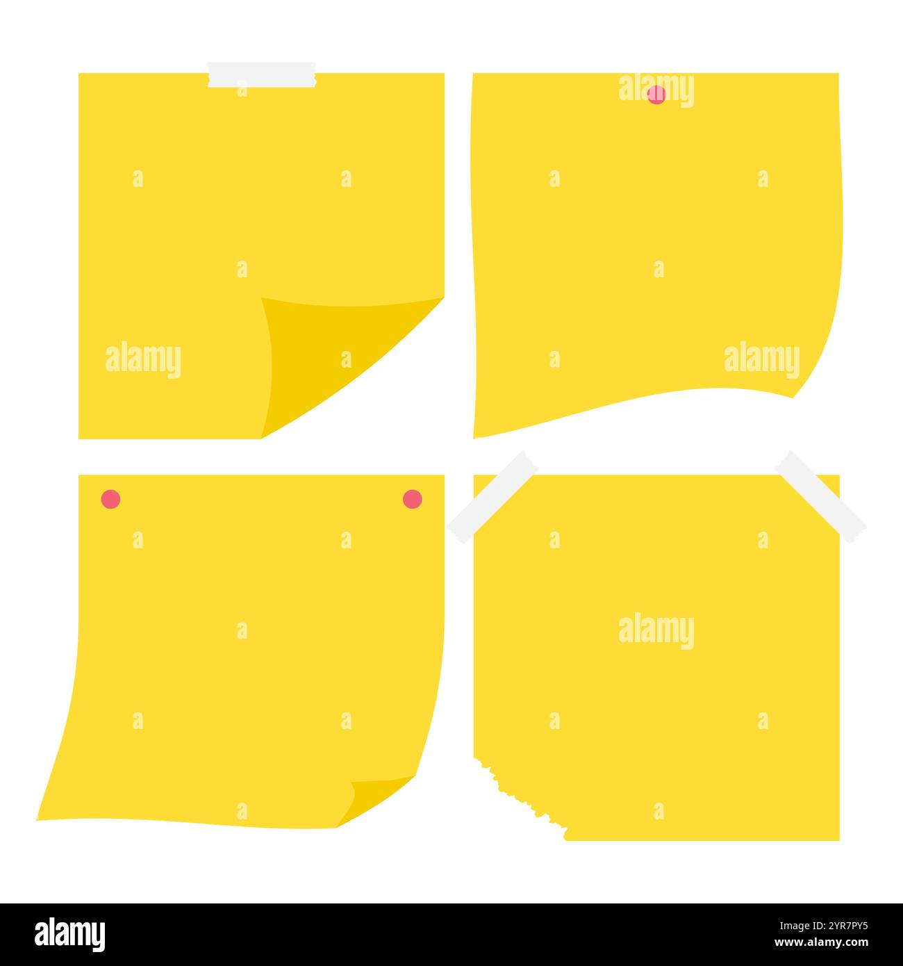 Yellow Sticky Notes Reminder Vector. Blank Sticky Notes Collection ...