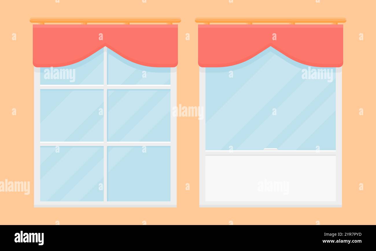 Clean Glass Window Vector. Double Window Element. Exterior Window ...