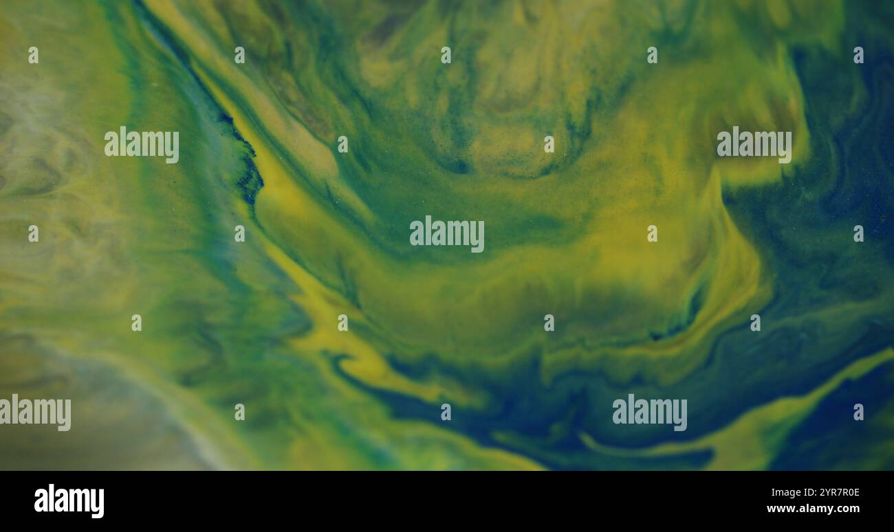 Oil mix. Spill blend. Yellow blue green colorful flows shimmering fluid ...
