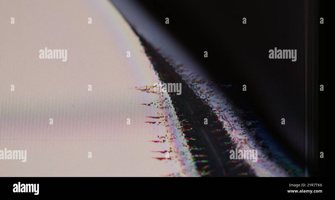 Display glitch. Blur grunge. Contrast darkening part of monitor with ...