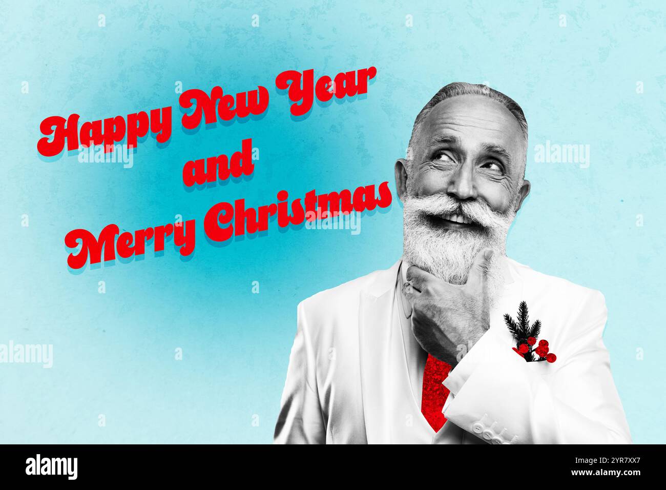 Composite photo collage of happy old man santa claus wear formal suit ...